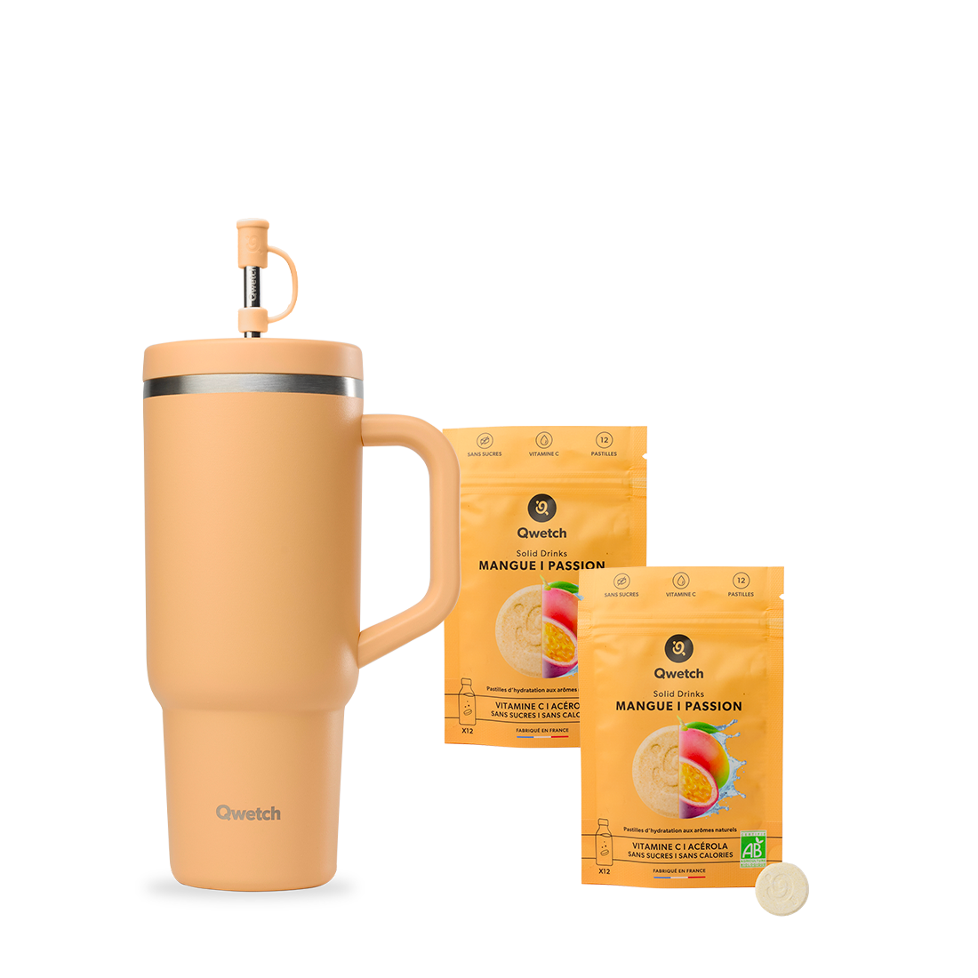 Kit Solid Drinks Mangue Passion & Travel Cup Abricot - Qwetch